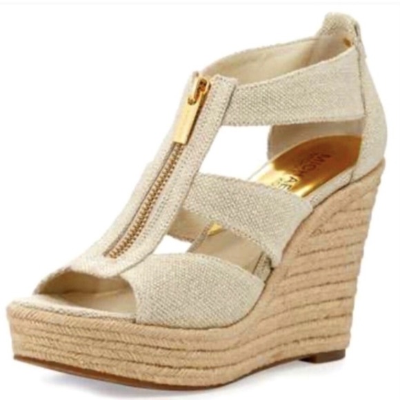 Michael Kors | Shoes | Michael Kors Damita Beige Canvas Espadrille Zip ...